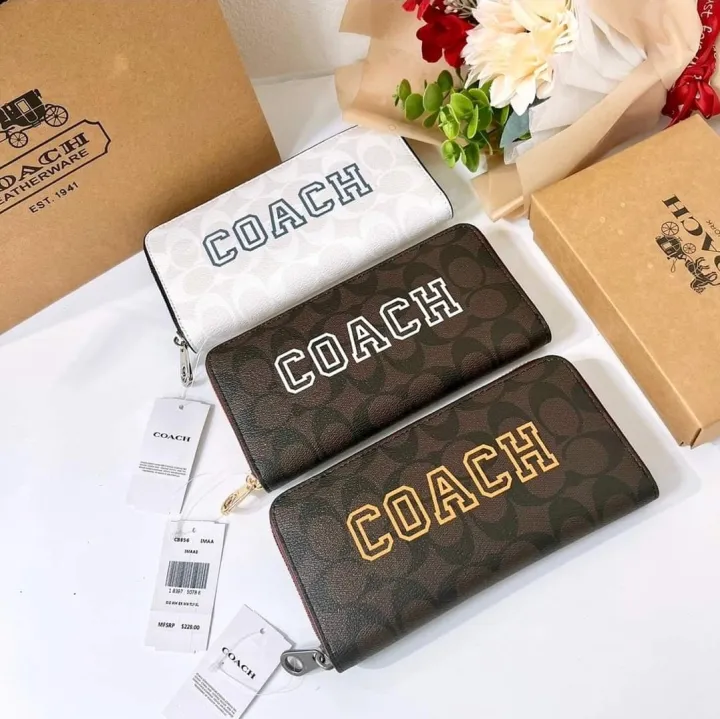 Original Coach CB856 Long Zip Around Wallet In Signature Canvas With ...
