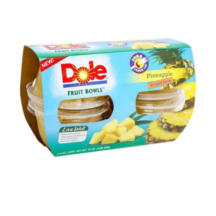 DOLE FRUIT BOWLS PINEAPPLE IN LIGHT SYRUP 4pc, 4 oz | Lazada PH
