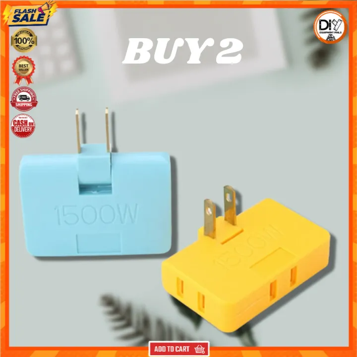 ORIGINAL 3 IN 1 EXTENSION PLUG ADAPTER FOLDABLE, 2-PRONG SWIVEL AC ...