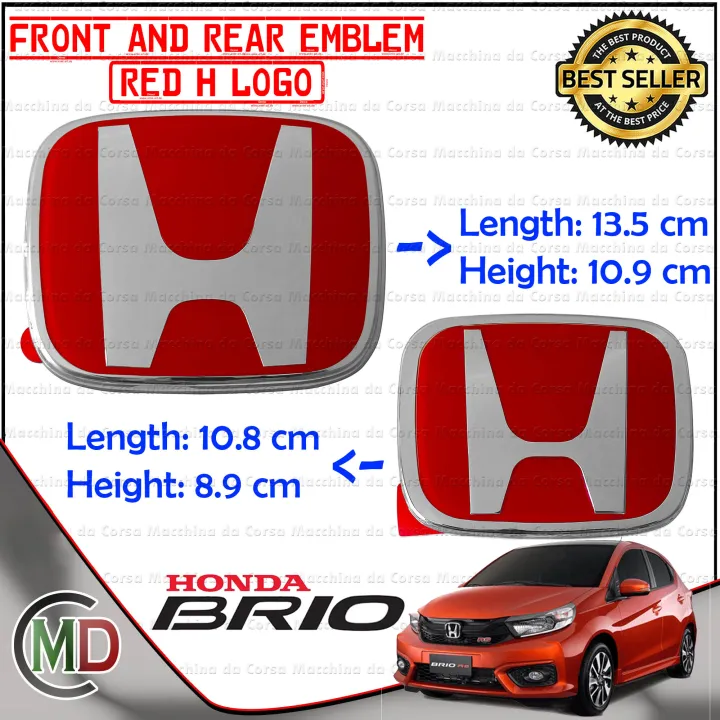 Honda Brio 2019-2021 Front and Rear Red H Emblem Badge | Lazada PH