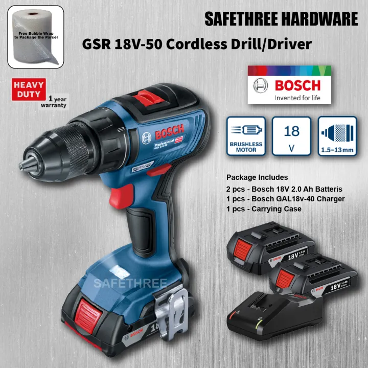 Bosch GSR18V-50 Cordless Drill Driver Brushless Motor with 18V Battery & Charger (GSR 18V-50 ...