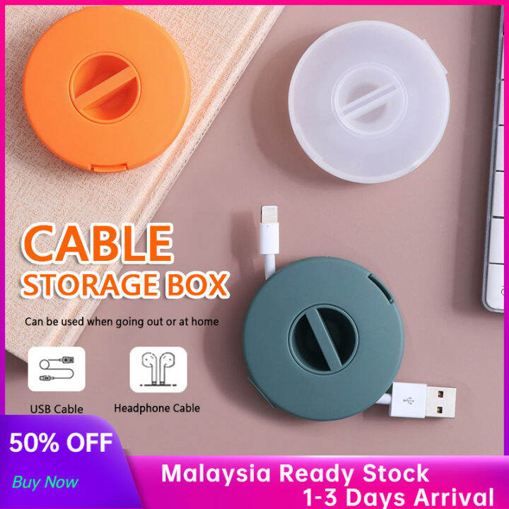 USB Cable Storage Box Portable Rotatable Cable Winder Box Earphone ...