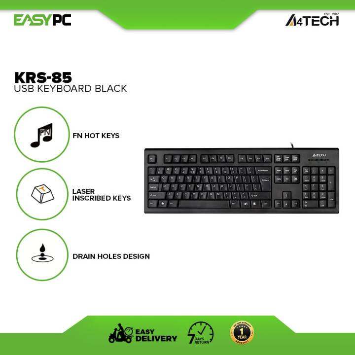 EasyPC | A4Tech KRS-85 Usb Keyboard Black Basic Keyboards for Pc Computer | Lazada PH