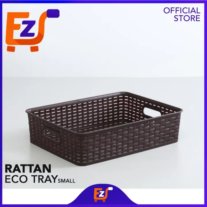 EZ DEAL Zooey Small Eco Rattan Tray Storage Basket Space Saving for ...