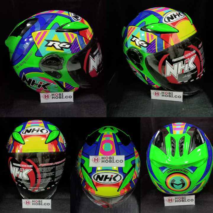 HELM HALF FACE NHK R6 R-6 MOTIF PIGMENT GREEN FLO | Lazada Indonesia
