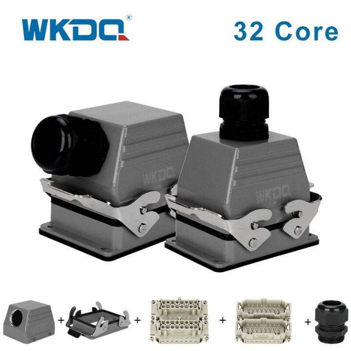HDC-HE-032 Rectangular Heavy Duty Connector 32 Core Industrial Waterproof Socket 16A 500V HE32 ...