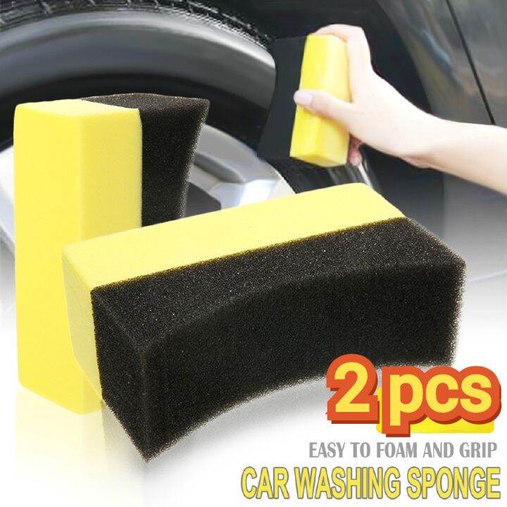 2Pcs Cleaning Sponge Brush Car Wheel Tire Wash Wipe Water Suction ...