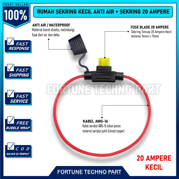 Rumah Sekring Kecil Sikring Anti Air dan Sekring Tancap 20 Ampere Kecil / Fuse Holder Blade Mini ...