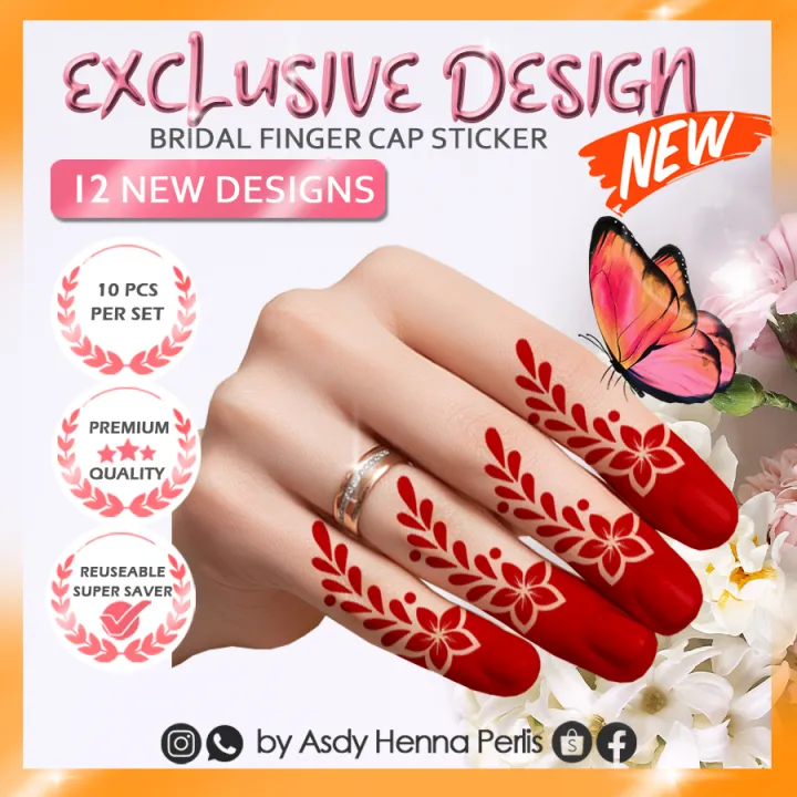 💕 SPECIAL💕 STICKER JARI Finger Cap Inai celup pengantin DIY henna ...