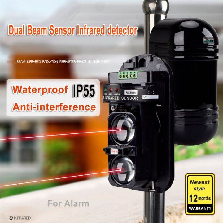2pcs Waterproof Dual Beam Sensor Active Infrared Intrusion Detector IR ...