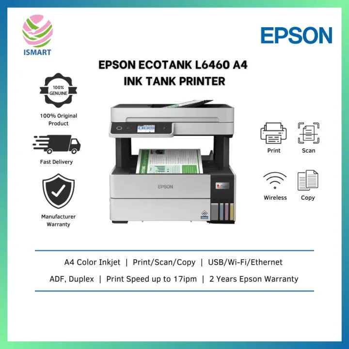 Epson Printer L6460 EcoTank A4 Ink Tank ( Print, scan, copy with ADF ...