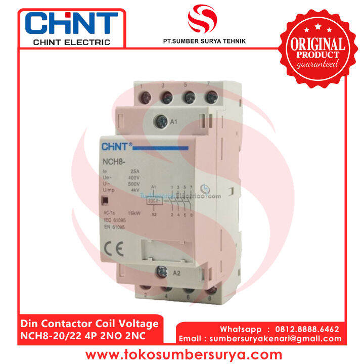 Din rail contactor NCH8 20/22 / NCH820/22 20 A CHINT | Lazada Indonesia