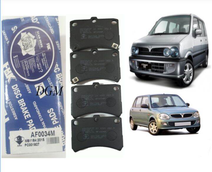FBK Front Disc Brake Pads for Perodua Kelisa, Kenari (AF0034M) | Lazada