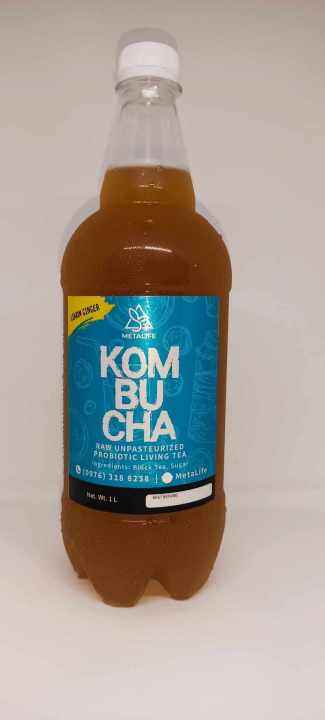 MetaLife Kombucha / Fermented Black Tea (Ginger Lemon Flavor) - 1 Liter ...