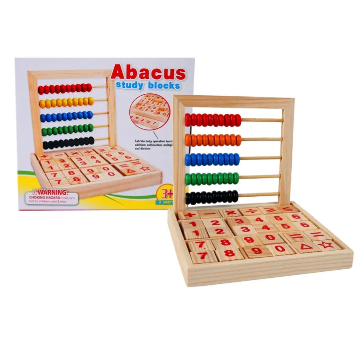 Wooden Abacus Study with Numbers and Alphabet Blocks Educational and ...