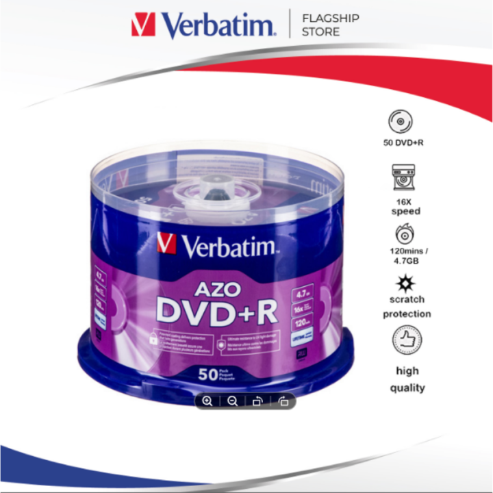 Verbatim DVD+R 16x/ 4.7GB | 50pcs per spindle | Advance Azo" Recording dye | Laptop | Fit for ...