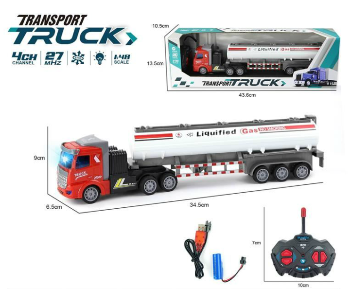 Truck and Trailer 1:48 Scale Remote Control Oil Tank Truck Carrier ...