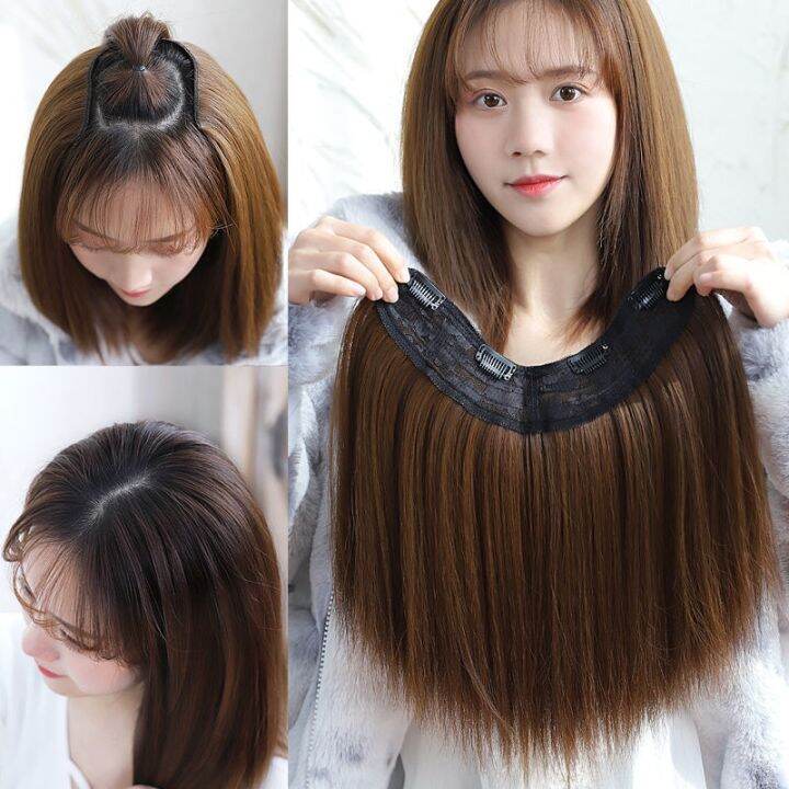30cm Short Hair Piece Invisible Clip in the Hair Pad High Hair Piece in ...