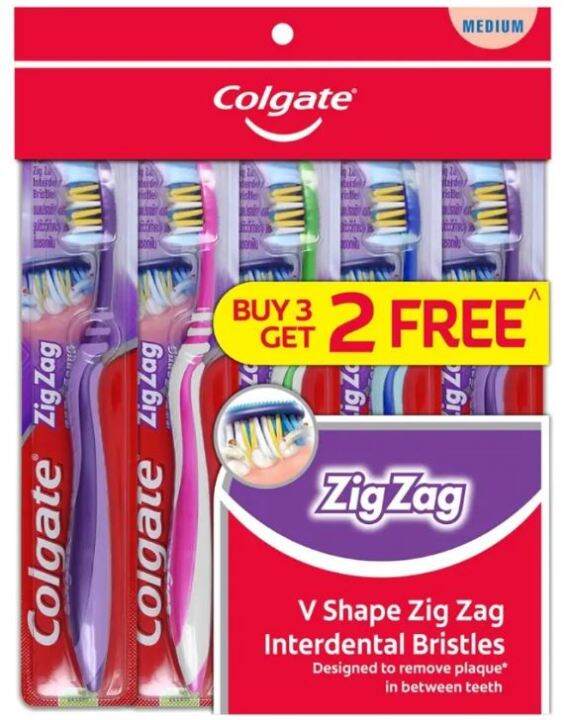Colgate Zig-Zag Medium Toothbrush Buy 3 Get 2 Free | Lazada