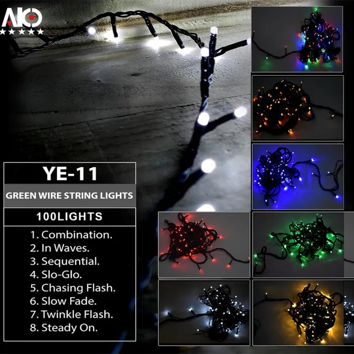 Christmas Decoration Light String Led Light String Green Line Colorful ...