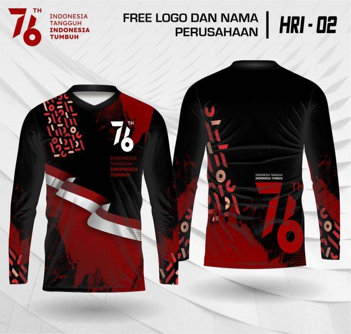 Jersey hut kemerdekaan ri ke 76 kaos baju dirgahayu indonesia lengan panjang | Lazada Indonesia