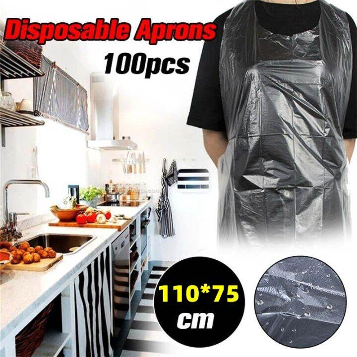 100pcs Apron Sekali Pakai Plastik Tahan Air Dan Minyak, Digunakan Untuk ...