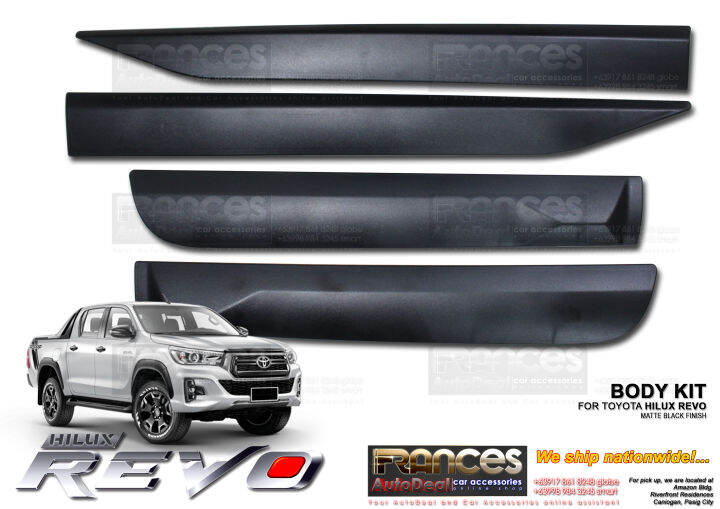 TOYOTA HILUX J E G / CONQUEST SIDE MOULDING 2015-2023 MATTE BLACK SIDE ...