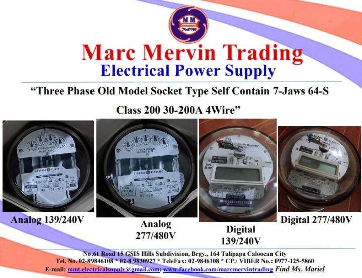 "VM-64-S | V-64-S" GE THREE PHASE OLD MODEL (SELF CONTAIN) FOUR WIRE (ANALOG & DIGITAL TYPE ...