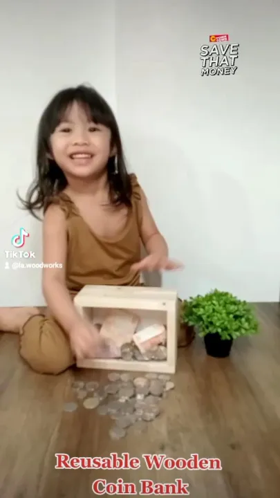 Reusable Wooden Coin Bank | Tip Box | Wooden Alkansya (Team Kahoy and ...