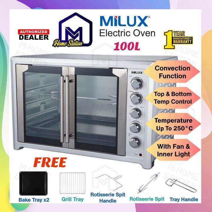 Milux Electric Oven 100L MOT-100FD French Door Rotisserie Convection ...