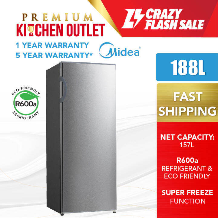 Midea 188L Upright Freezer MUF-208SD | R600a Refirgerant | Eco Friendly ...