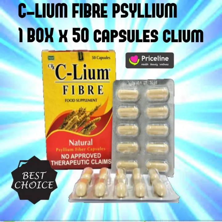 C-Lium Fiber Psyllium Capsule 25mg, 1 box x 50 capsules CLIUM | Lazada PH