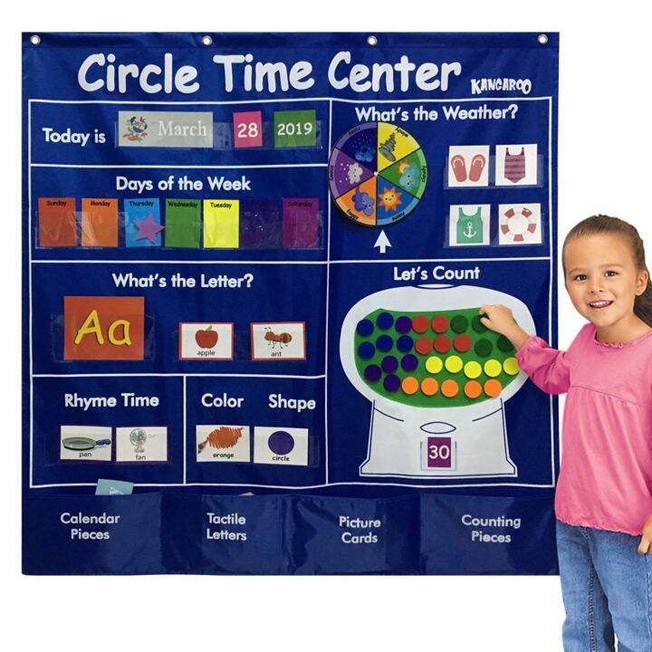 Kids Circle Time Center Pocket Chart Set Child Educational Learning ...