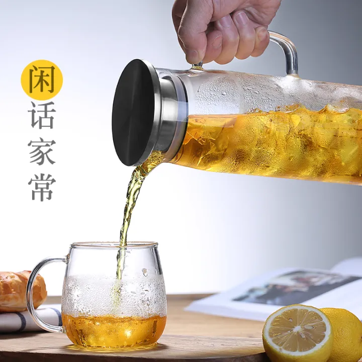 Heat-resistant glass kettle fruit juice bottle large-capacity cold ...