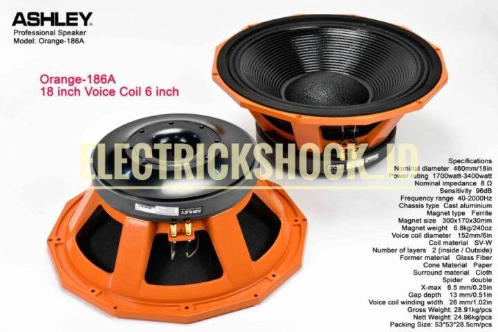 Speaker Komponen ASHLEY ORANGE 186A / ASHLEY ORANGE 186 A Original 18inch | Lazada Indonesia