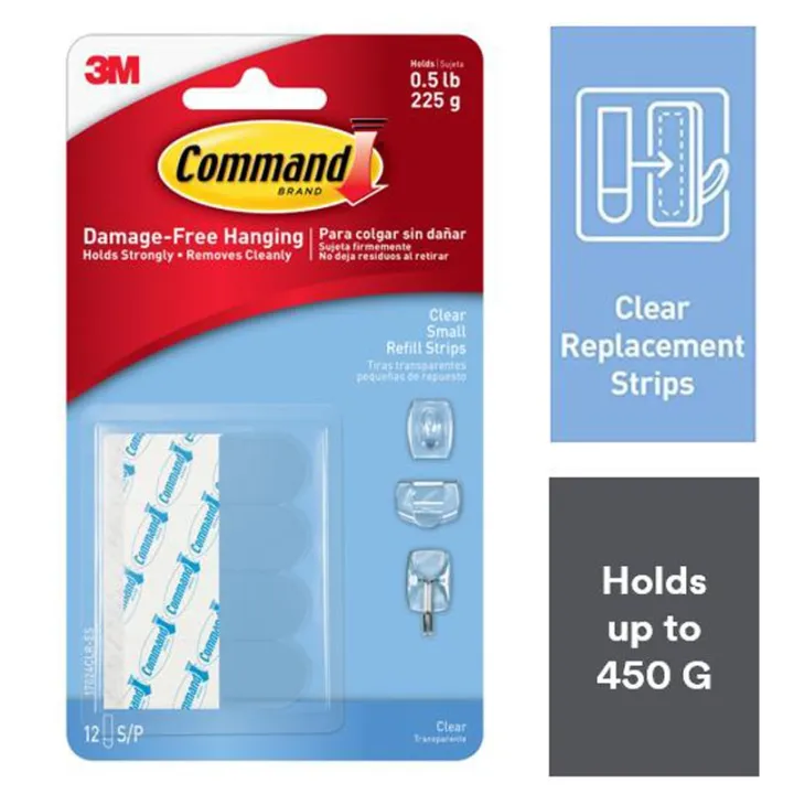 3M Command Clear แถบเติม-ขนาดเล็ก12ชิ้น [17024CLR] | Lazada.co.th