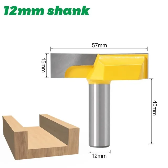 1/2” Inch 12mm Shank 2-1/4” Bottom Cleaning Router Bit (Mortising Bit ...