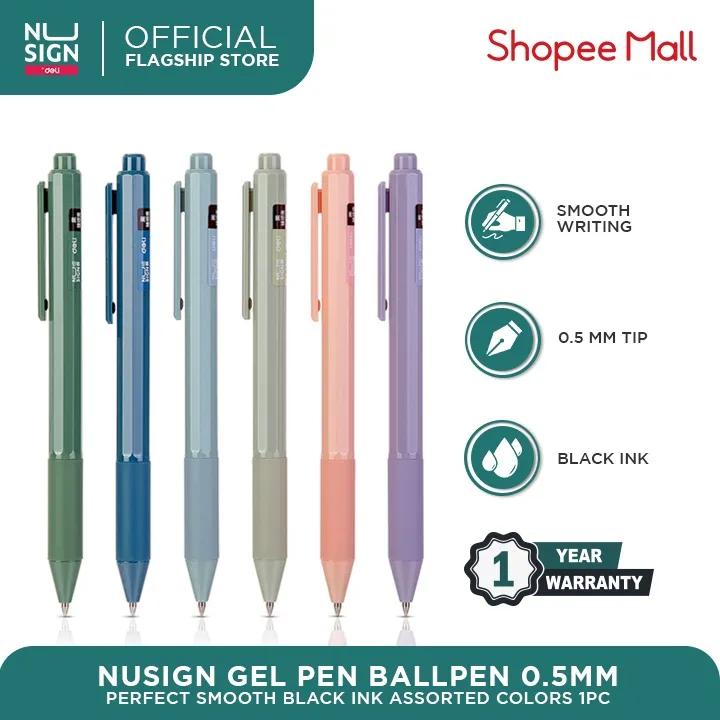 Nusign by Deli NS559 Gel Pen Ballpen 0.5mm Perfect Smooth Black Ink ...