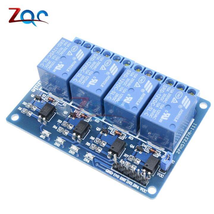 Dc 12v 4 Channel Relay Module Optocoupler For Arduino Arm Avr Dsp Pic ...