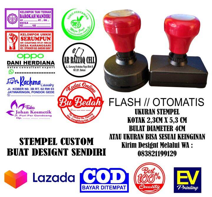 STEMPEL OTOMATIS CUSTOM FREE DSAIN stempel fles stempel nama stempel toko stempel perusahaan ...