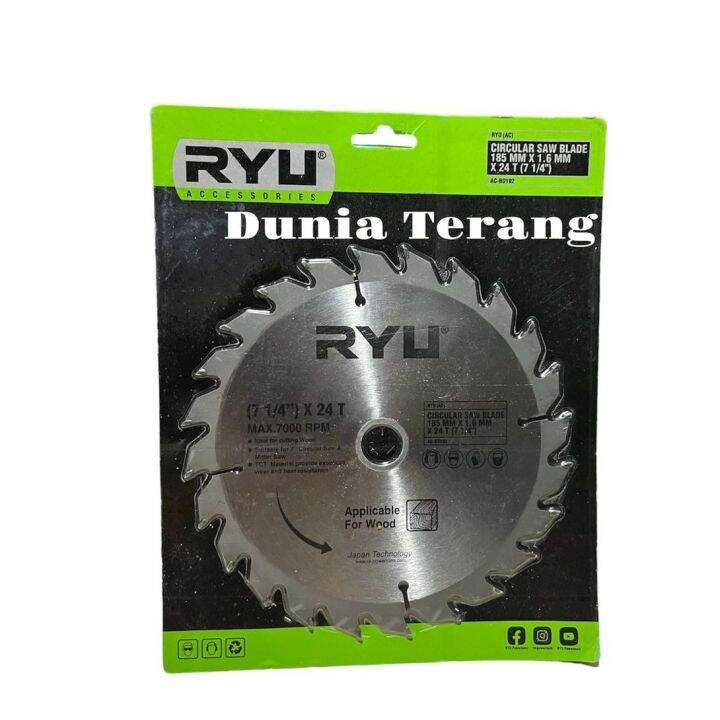 Mata Gergaji Kayu RYU 7" x 24T 40T - Tct Circular Saw Blade 185 mm x 1. ...
