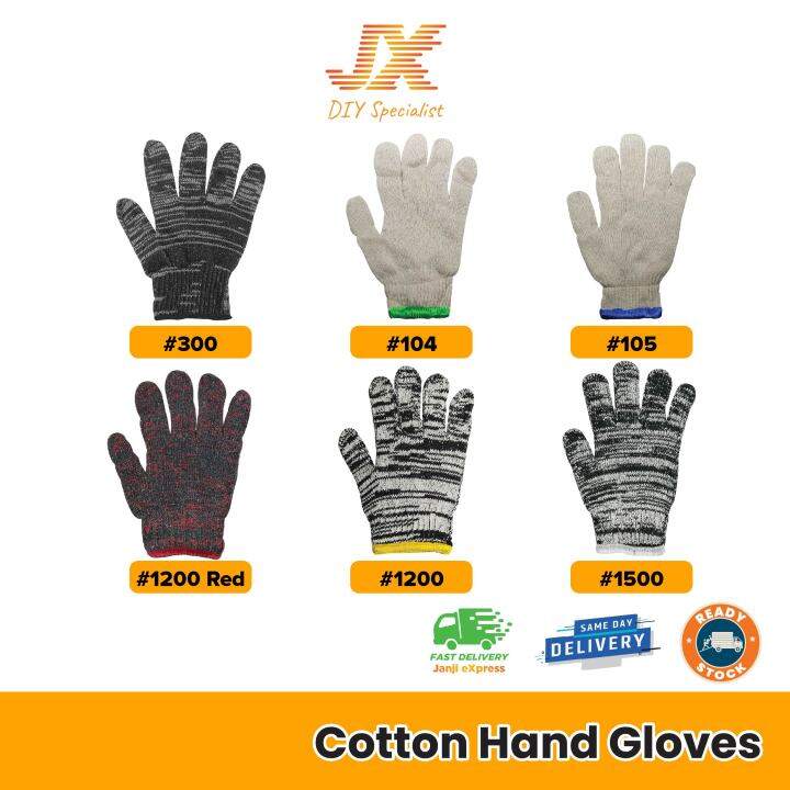 1200# KNITTED COTTON HAND GLOVE thick type/ Sarung tangan kain 1 pairs ...