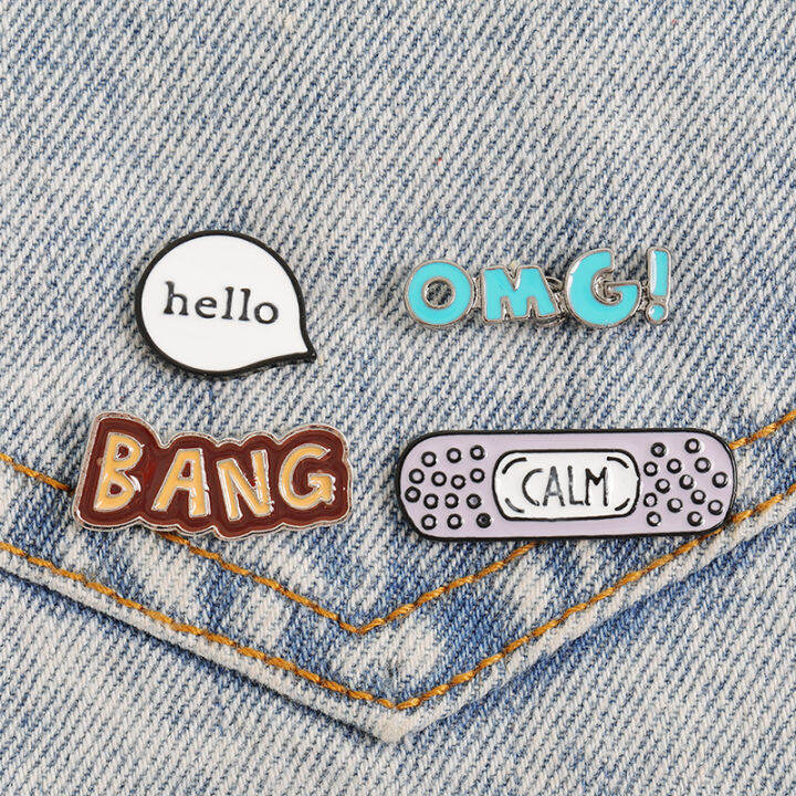 เข็มกลัดชุดตัวอักษรภาษาอังกฤษ Omg Hello ฟองน้ำเข็มกลัดป้ายสุดน่ารักแบบ ...