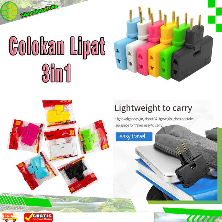 Colokan Lipat 3in1 Power Socket Extension Travel Adaptor Soket Outlet ...