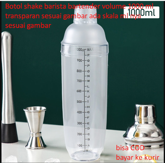 Botol shake barista bartender volume 1000 ml transparan sesuai gambar ...