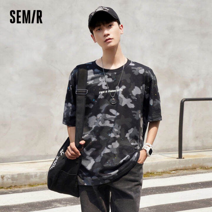 Semir แขนสั้นเสื้อยืดผู้ชายหล่อพรางแฟนสไตล์ฤดูร้อนด้านบน2022ใหม่ผู้ชายรอบคอเสื้อยืดแนวโน้ม ...