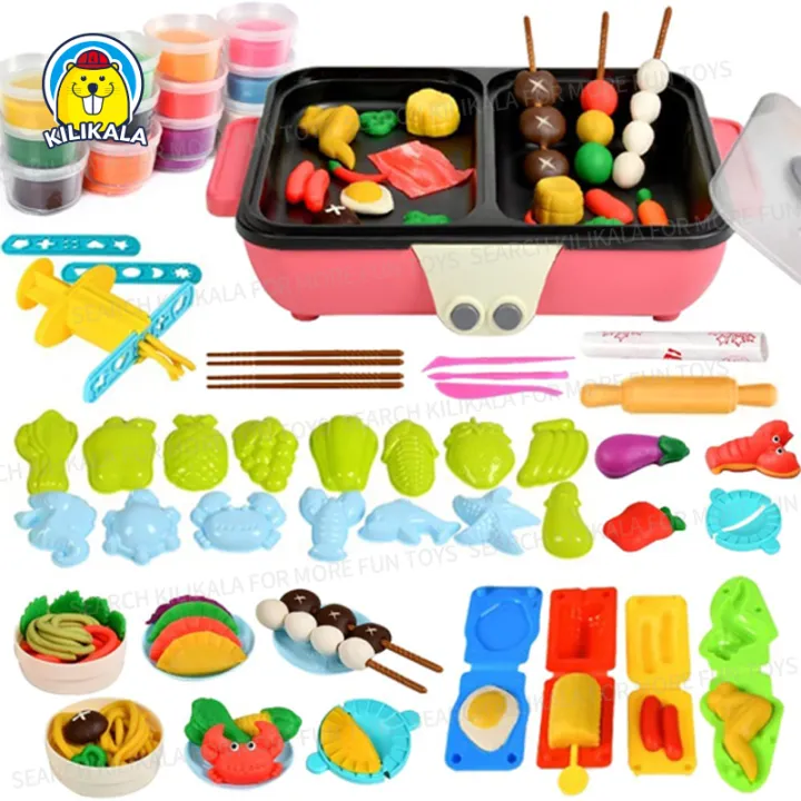 Playdough Kitchen Creations Playset with Sounds Barbecue & Hot Pot Toy ...