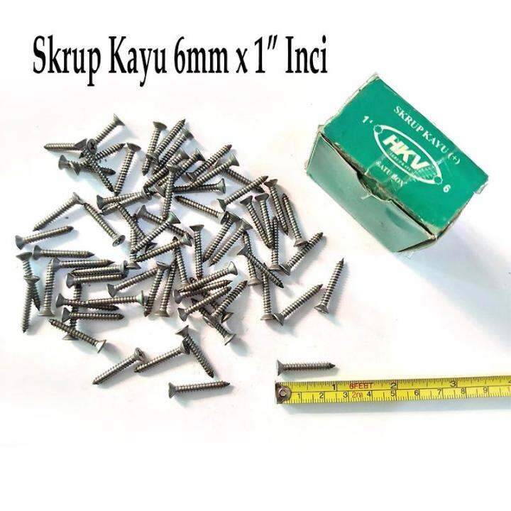 BMS - Sekrup Skrup Kayu Kepala Plus 1" inci SEKRUP Ulir Hitam Baut 6mm ...