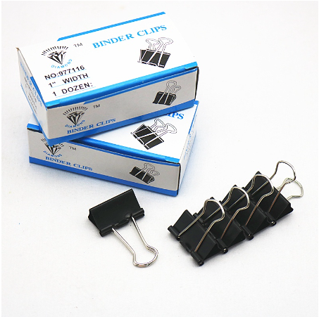 12pcs Binder clip Fold Back Clip Metal black carton pack School office ...