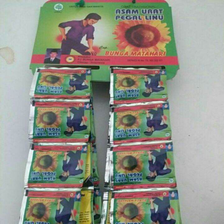 JAMU ASAM URAT DAN PEGALLINU CAP BUNGA MATAHARI 20 SACHET /2 KAPSUL ...